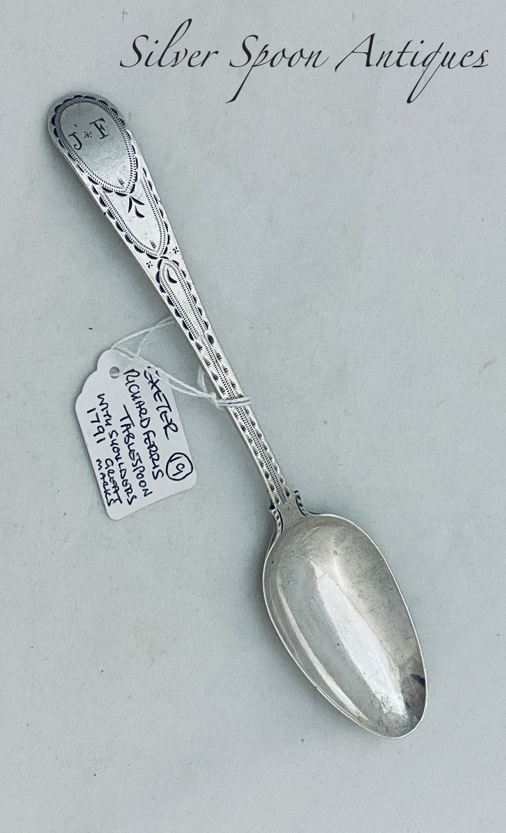 Provincial English Bright-Cut Tablespoon, Richard Ferris, Exeter, 1791 ...